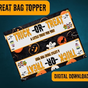 Printable Trick or Treat Bag Topper: Spooky Halloween Party Favor (digital Download) - Etsy