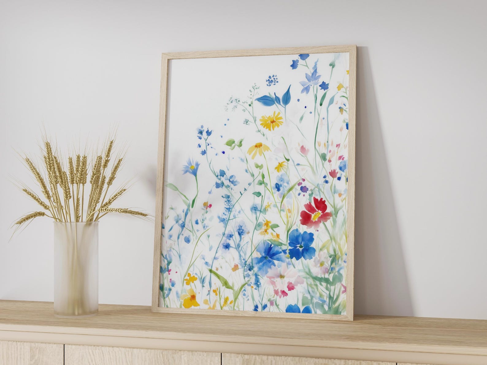 Bright Wildflower Watercolor Prints, Floral Wall Art Set of 2 ...