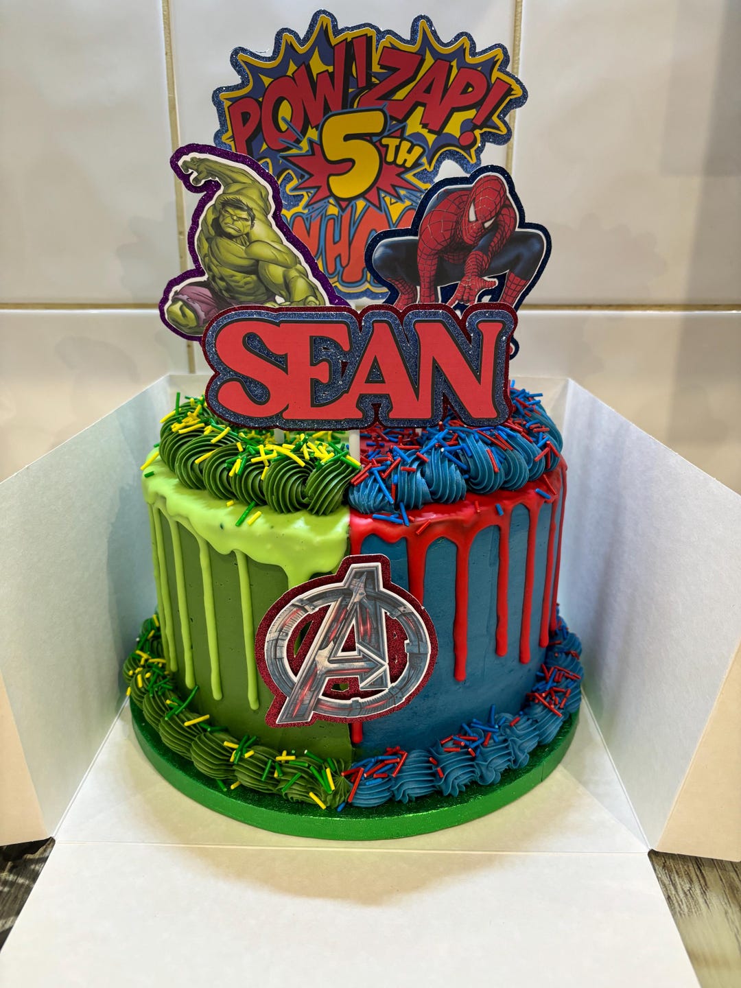 Spiderman and Hulk Themed Cake Topper Personalised 5 Piece Set - Etsy UK