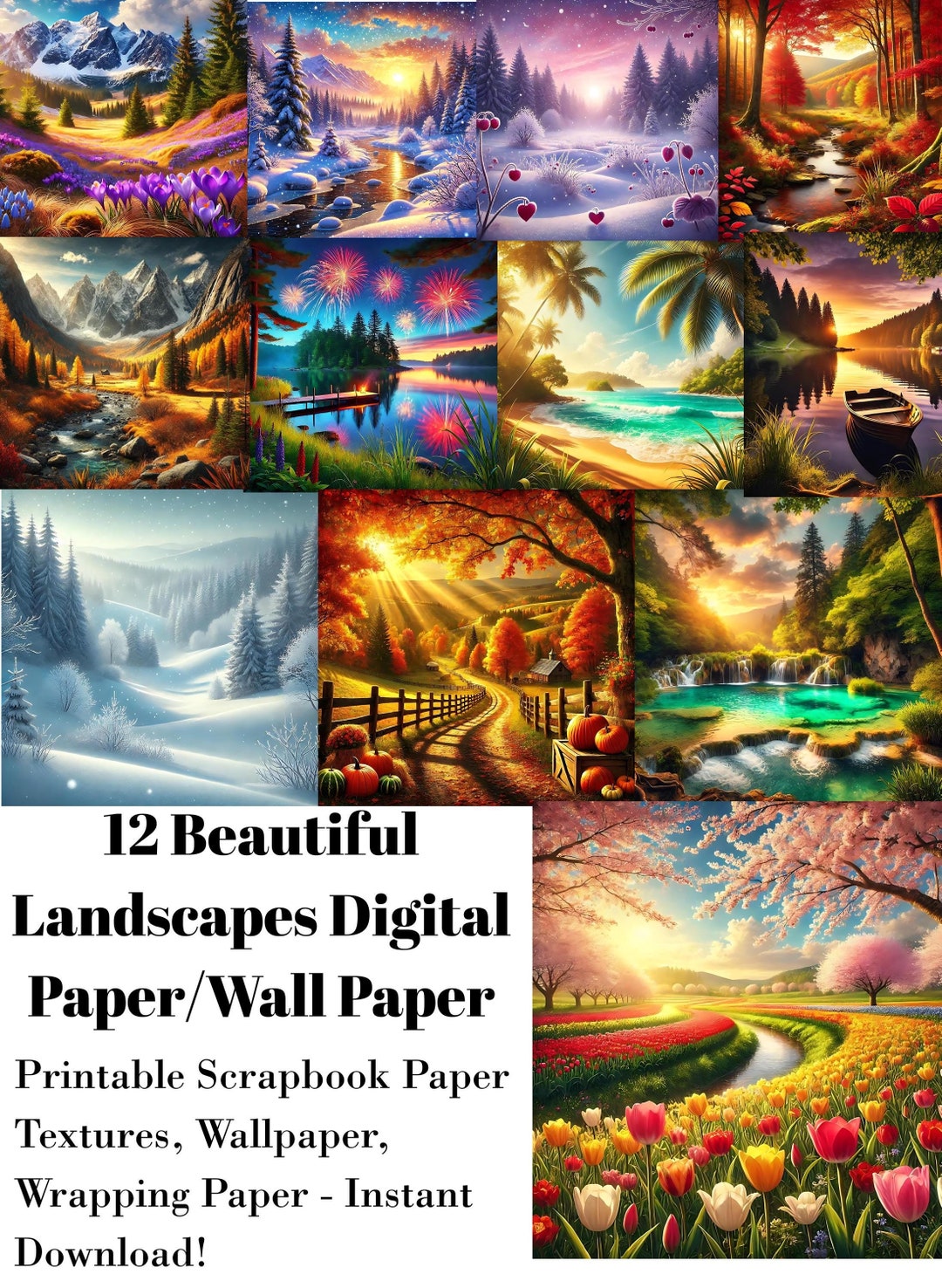 Beautiful Nature Landscapes Digital Wall Paper Background, Printable ...