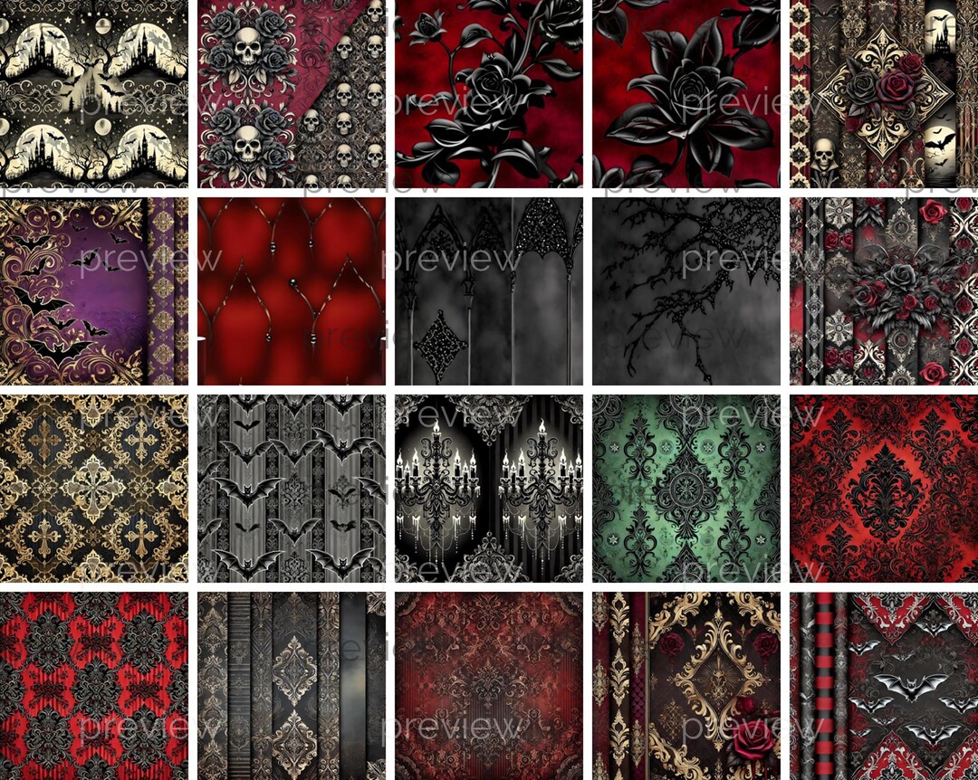Luxury Gothic Vampire Digital Paper Pack, Instant Delivery, Seamless ...