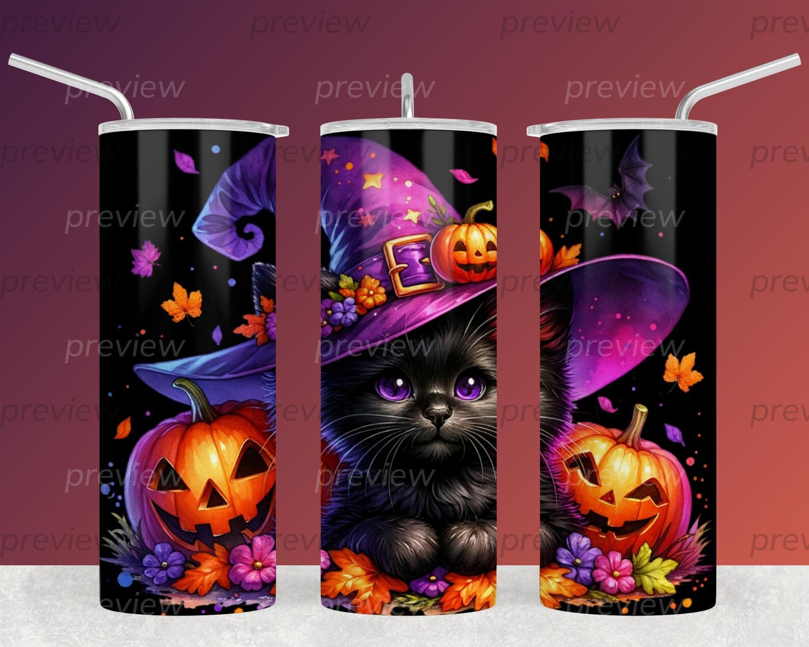 Cute Black Cat Witch Hat, Halloween, Clipart, Watercolor, PNG ...