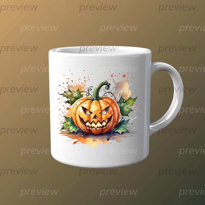 Fall Scene Halloween Pumpkin, Clipart, PNG, Watercolor, Commercial Use ...