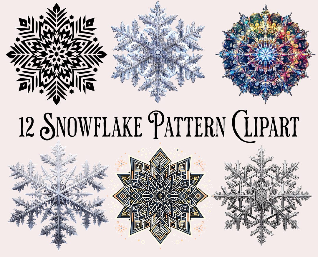 Elegant Snowflake Clipart Collection Winter Snowflakes Christmas Clip ...