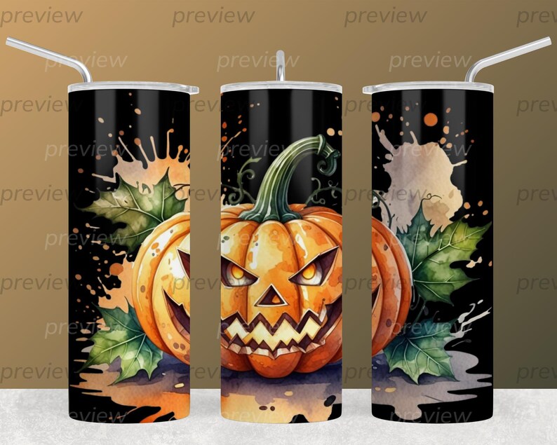 Fall Scene Halloween Pumpkin, Clipart, PNG, Watercolor, Commercial Use ...