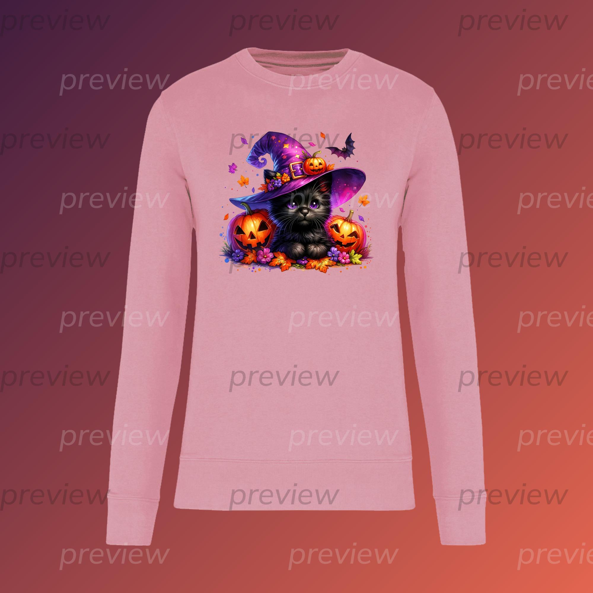 Cute Black Cat Witch Hat, Halloween, Clipart, Watercolor, PNG ...