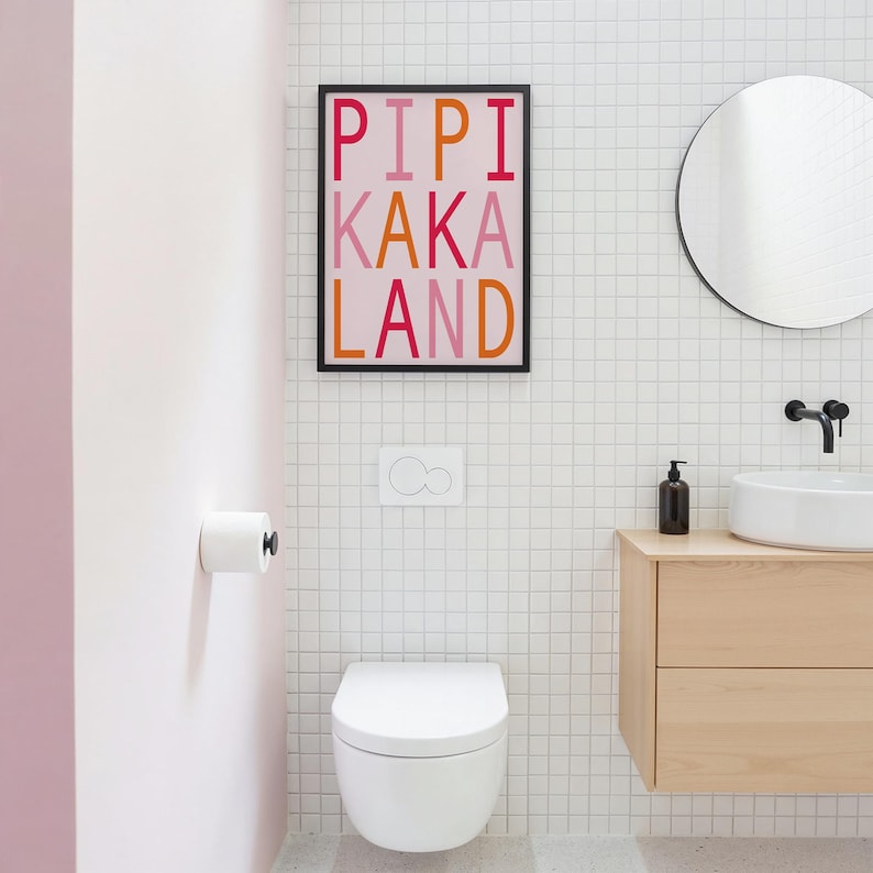 Funny Bathroom Poster – PIPIKAKALAND – German Toilet Wall Art – WC ...