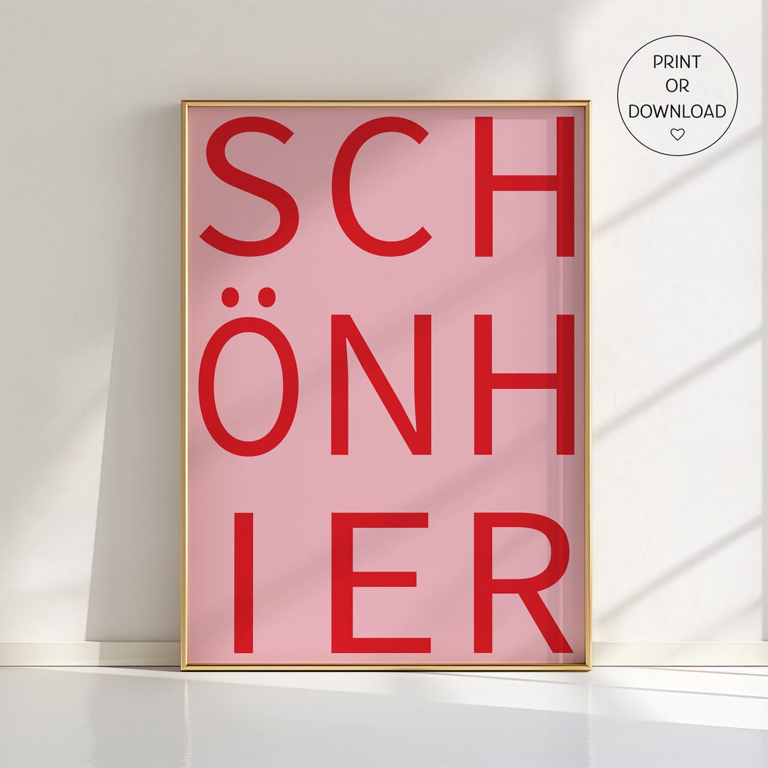 Nice Here Poster – German Typography Wall Art Print, Minimalist Home ...