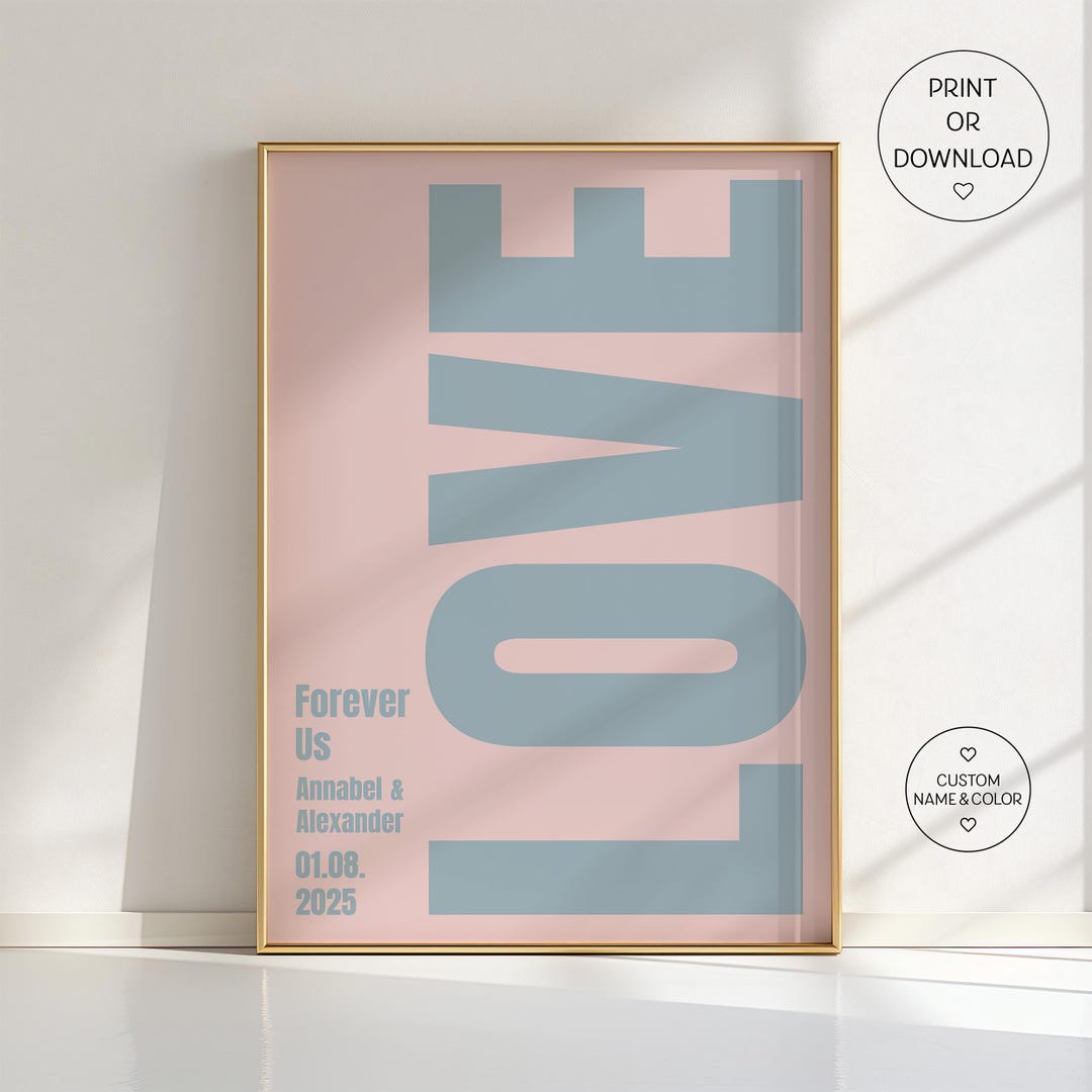 Personalized Love Poster – Custom Couple Print With Names & Date ...