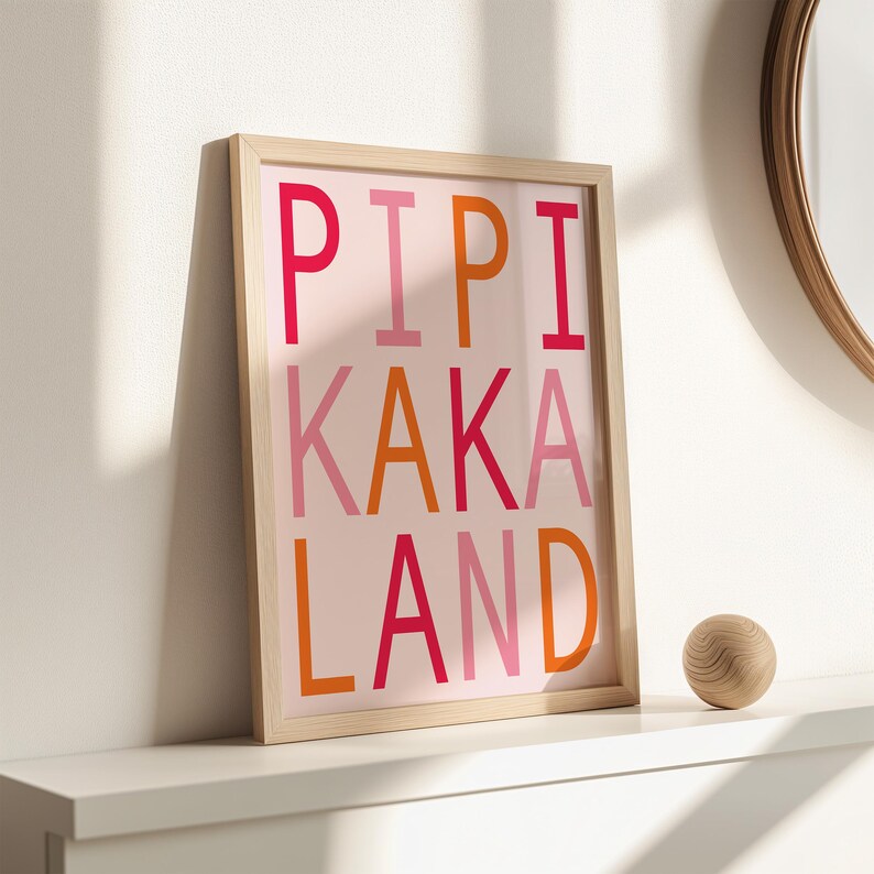 Funny Bathroom Poster – PIPIKAKALAND – German Toilet Wall Art – WC ...