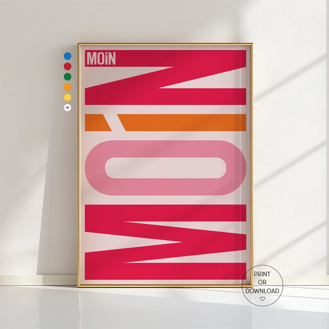 Moin Moin Poster | Dopamine Decor Wall Art in Pink, Orange and Rose ...