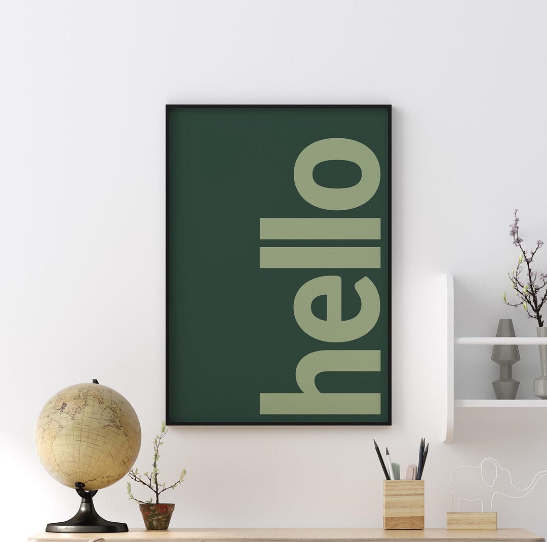 Hello Poster, Typography Poster, Quotes Poster, Bedroom Picture, Typo ...