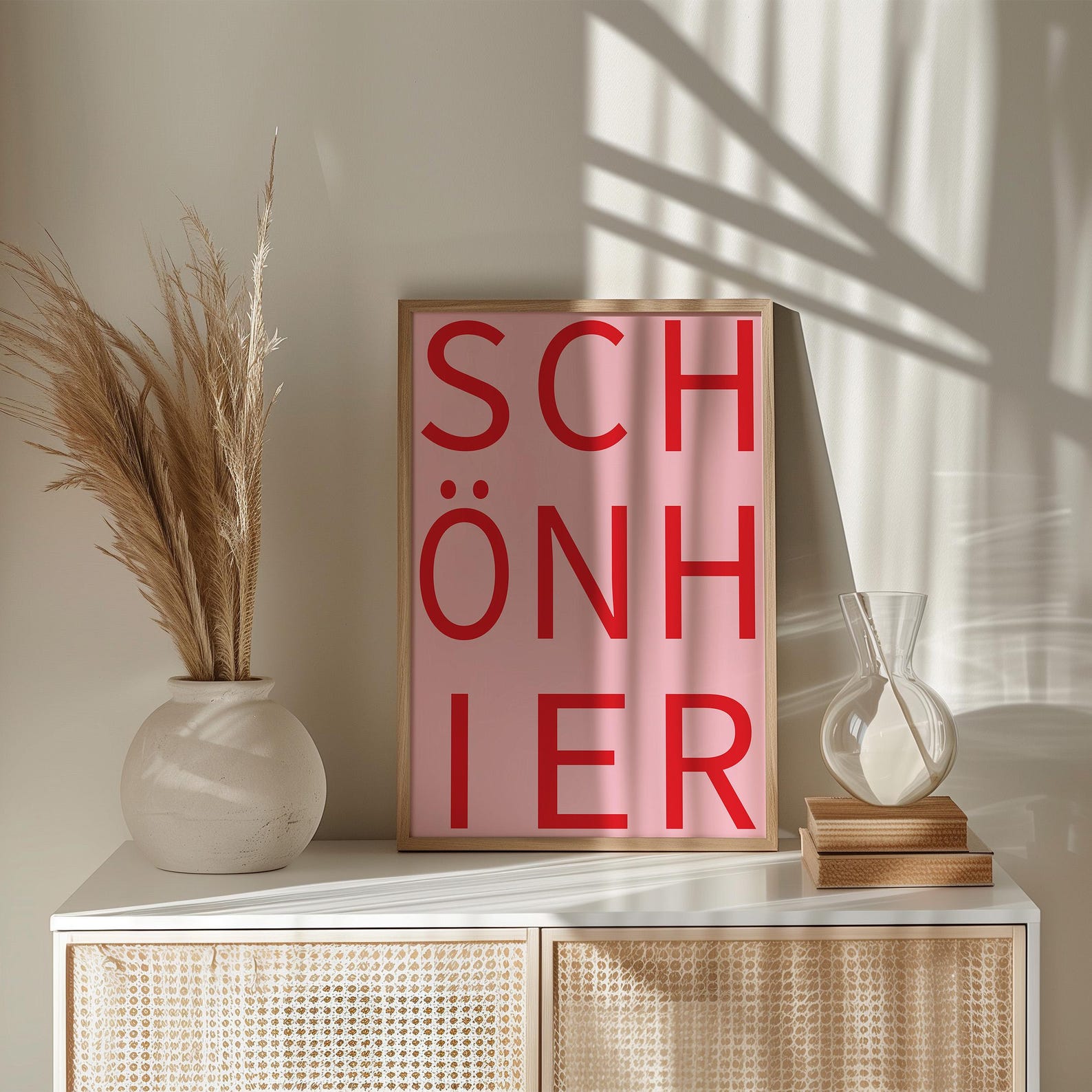 Nice Here Poster – German Typography Wall Art Print, Minimalist Home ...