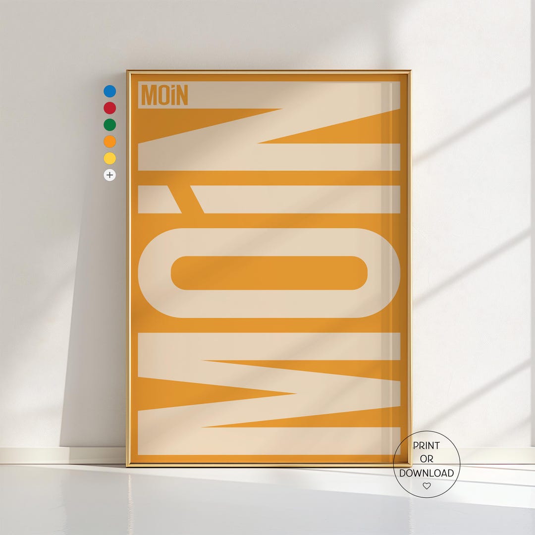 Moin Moin Poster | Sunny Yellow Wall Art | German Greeting | Home Decor ...