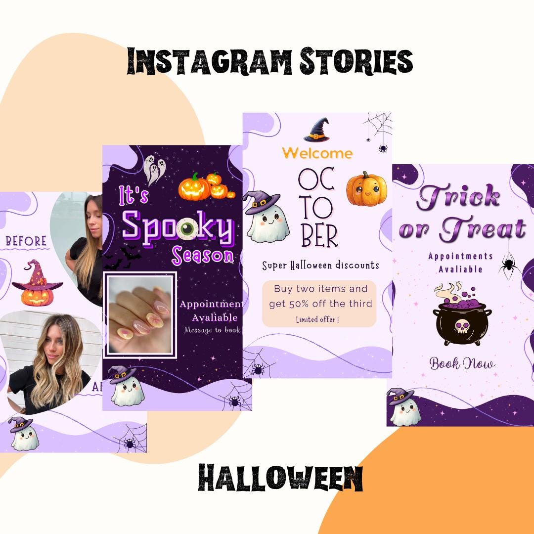 Spooky Instagram Stories: 4 Editable Halloween Templates - Etsy