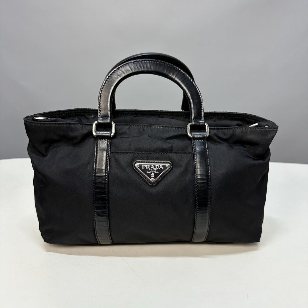 Vintage PRADA Black Nylon Logo Bag - Etsy