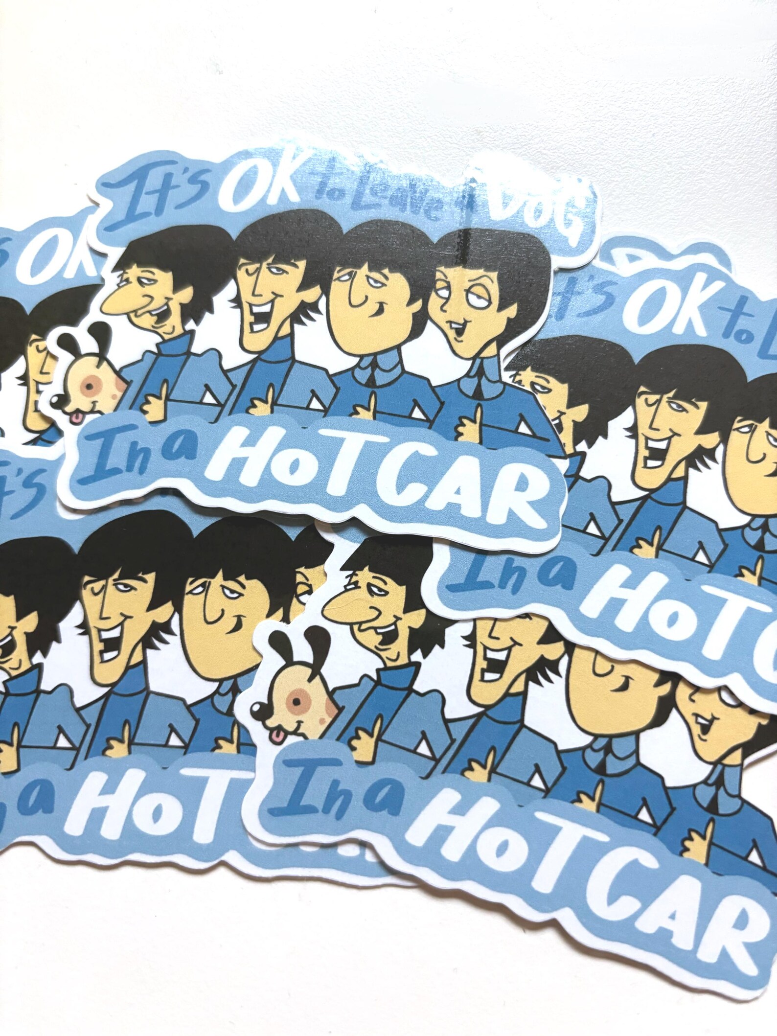 Beatles Cartoon Sticker (it’s Ok to Leave a Dog in a Hot Car) - Etsy
