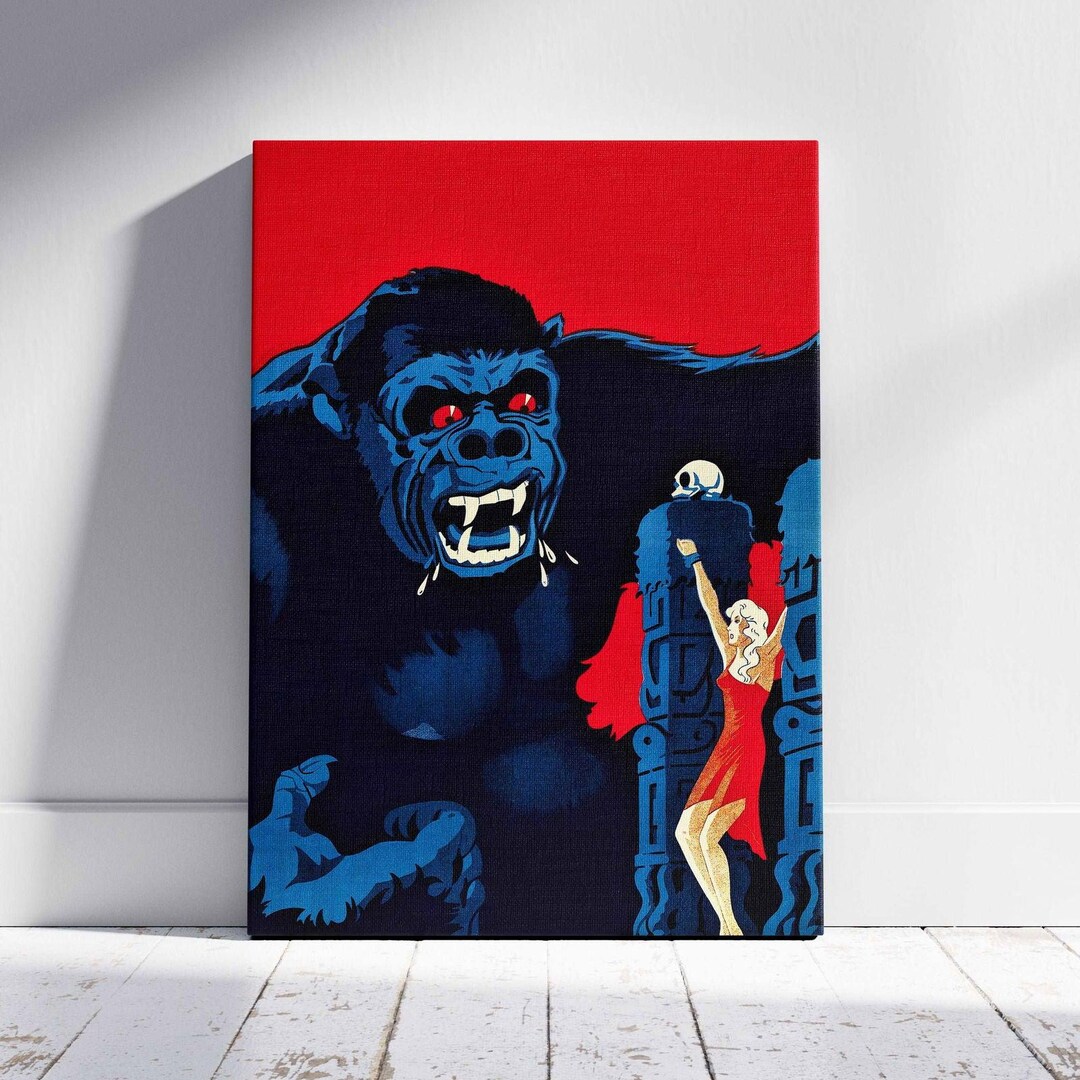 Vintage Retro King Kong Movie - Classic Framed Canvas Art Print for ...