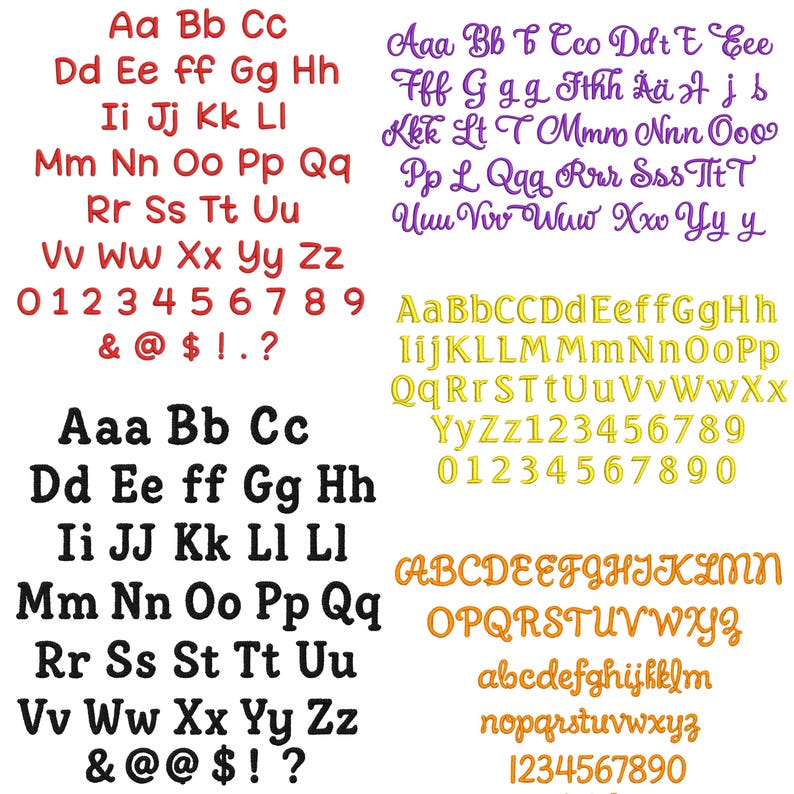 PES Embroidery Fonts Bundle | 250 Embroidery Machine Fonts | Embroidery ...