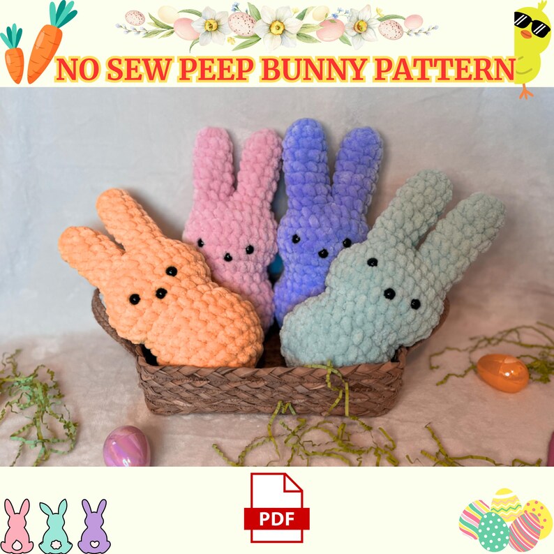 No Sew Peep Bunny Crochet Pattern | Easter Peep Bunny | Amigurumi ...