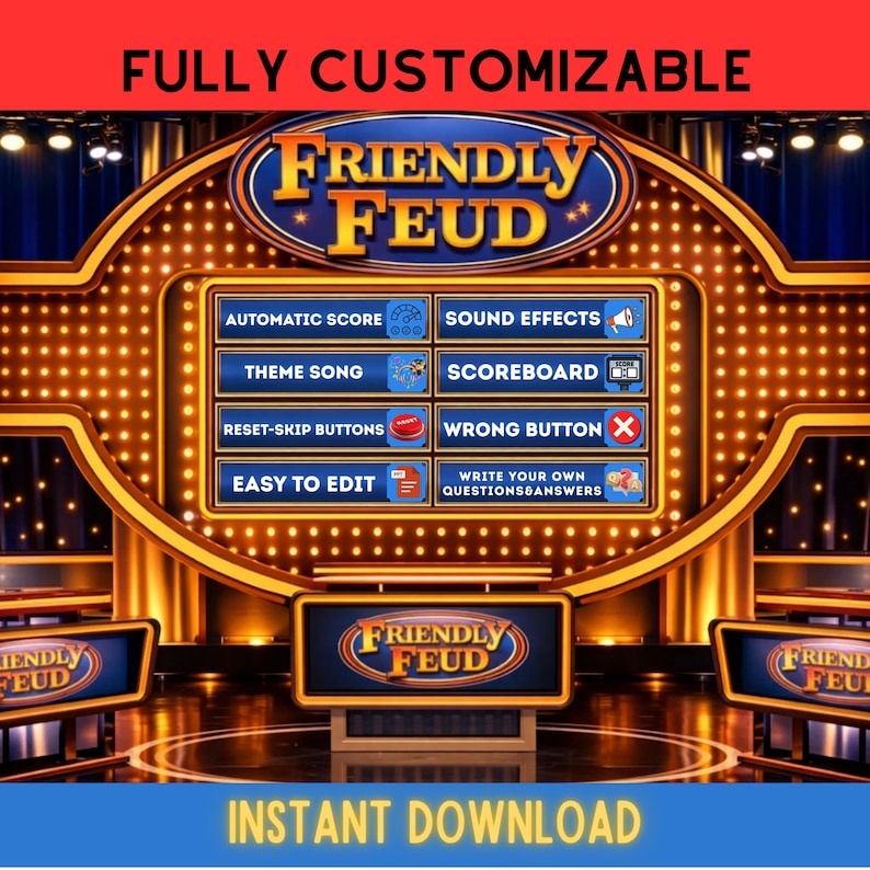 Editable Friendly Feud Game | Customizable Powerpoint Game Show With ...