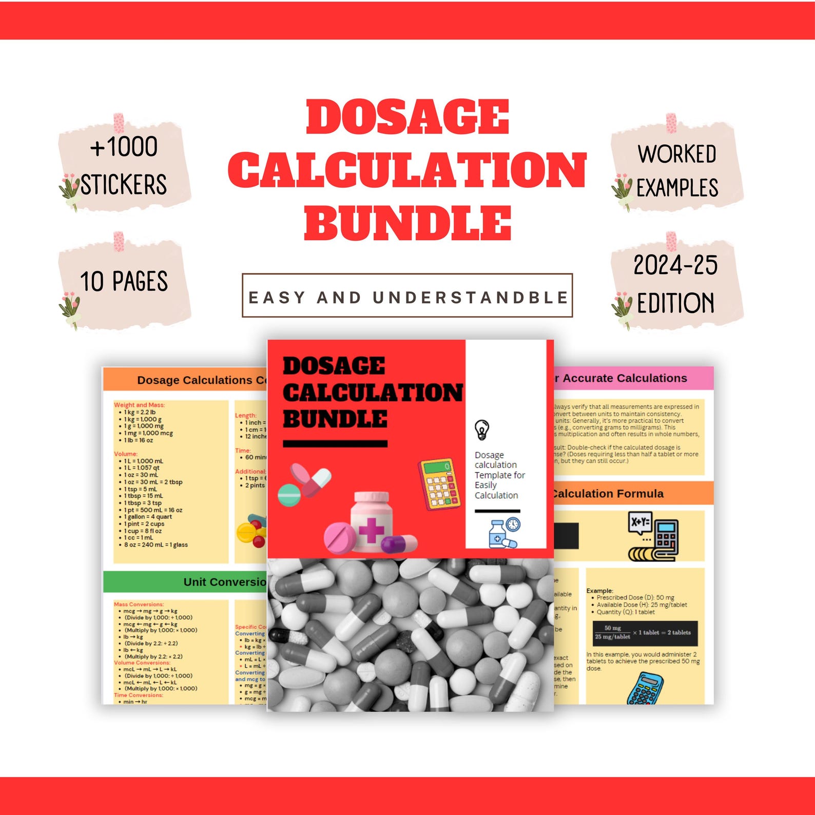 Dosage Calculation Bundle | Nursing School Study Guide | Dosage Calculation | Medication Dosage ...