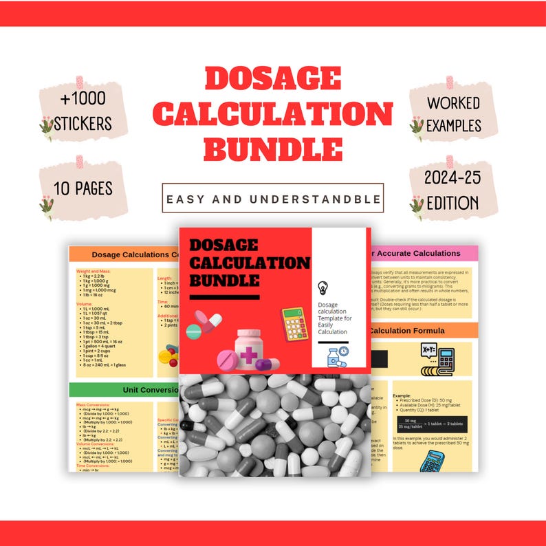 Dosage Calculation Bundle | Nursing School Study Guide | Dosage ...