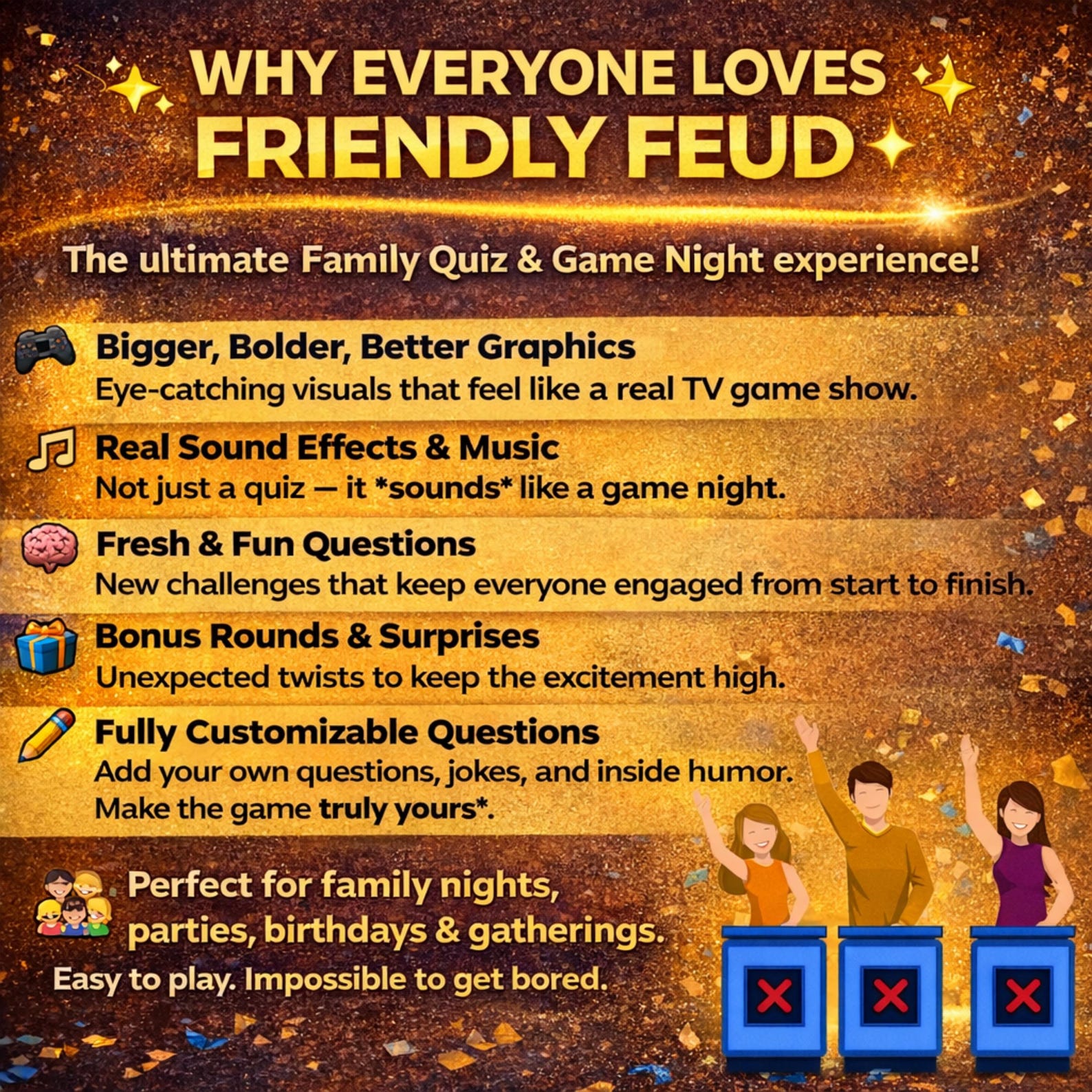 Editable Friendly Feud Game | Customizable Powerpoint Game Show With ...