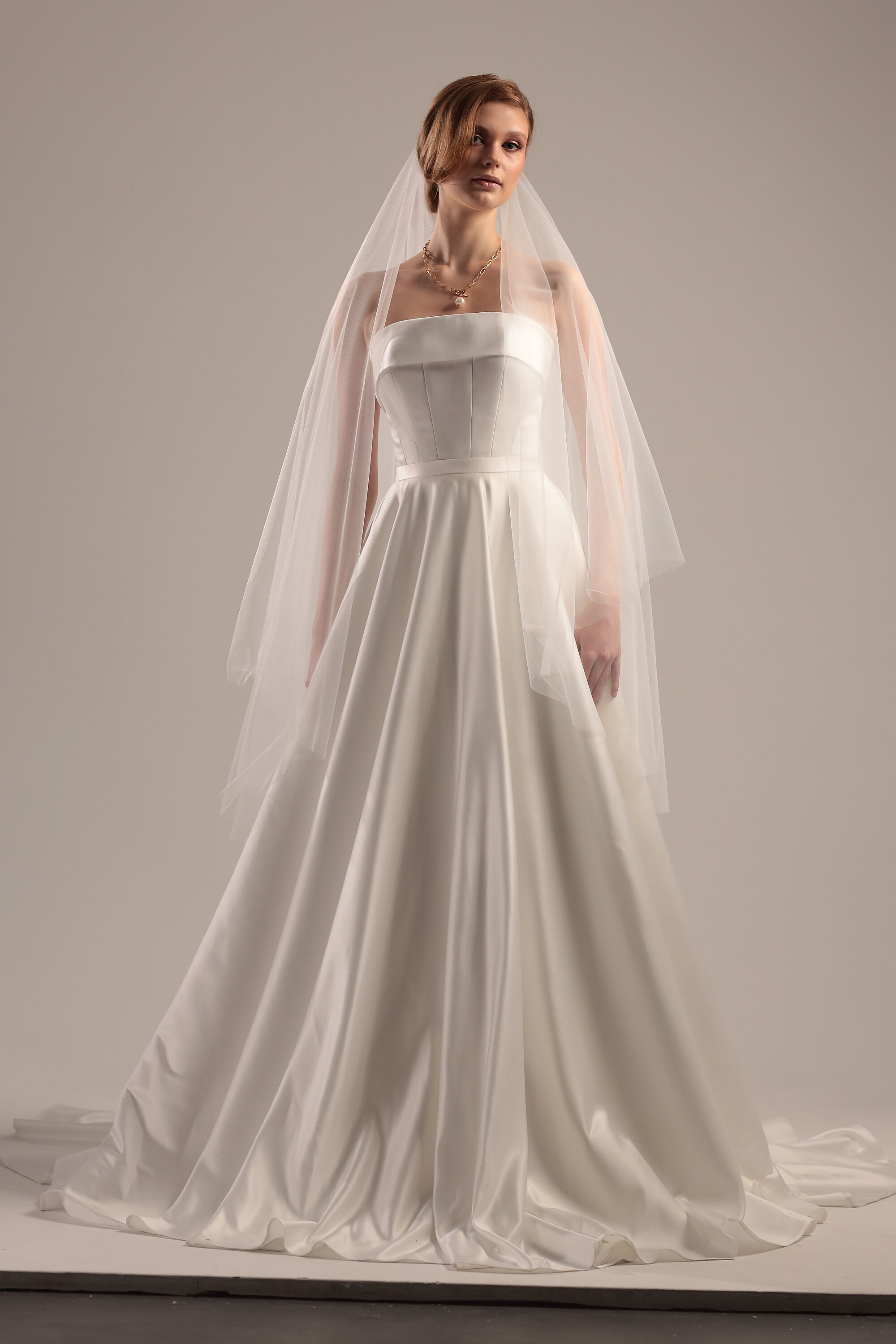 Veil With Blusher, 2 Tiers Wedding Veil Simple Tulle, Two Layers Sheer ...