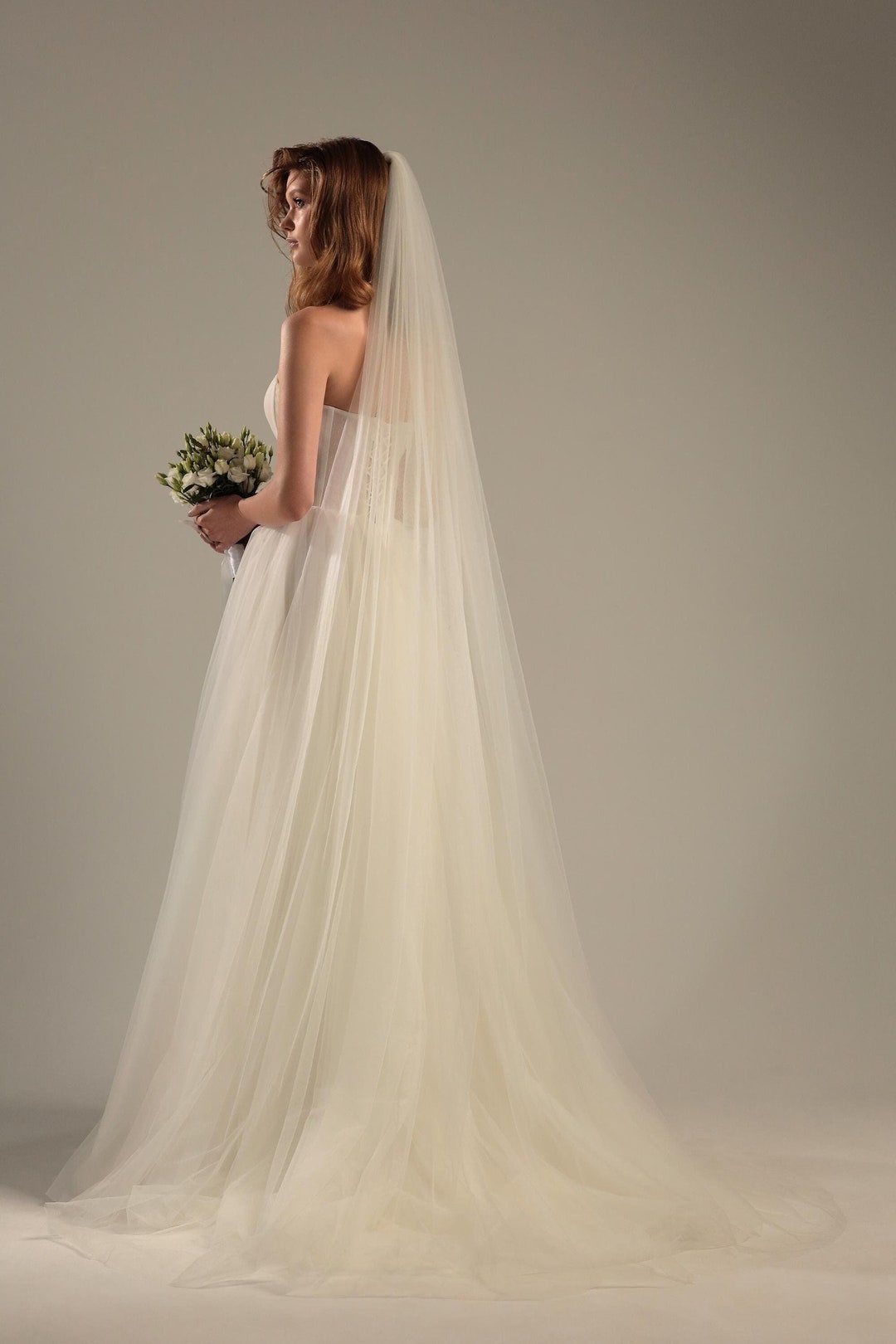 Soft Wedding Veil, One Tier Bridal Veil, Long Plain Wedding Veil ...