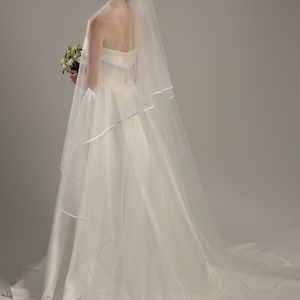 Satin Ribbon Veil | Two Tier Satin Edge Veil | Satin Trim Veil - Etsy