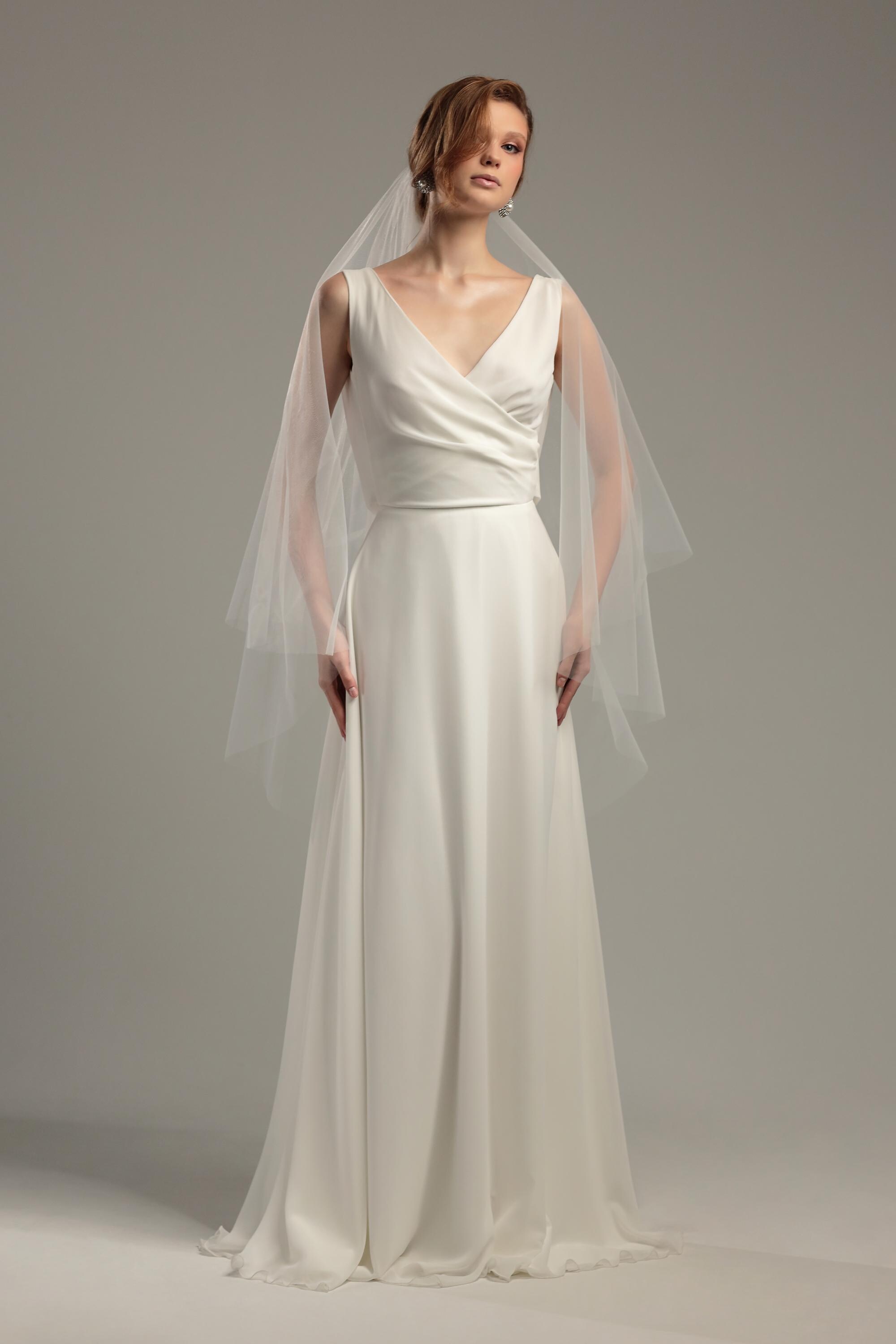 Veil With Blusher, 2 Tiers Wedding Veil Simple Tulle, Two Layers Sheer ...