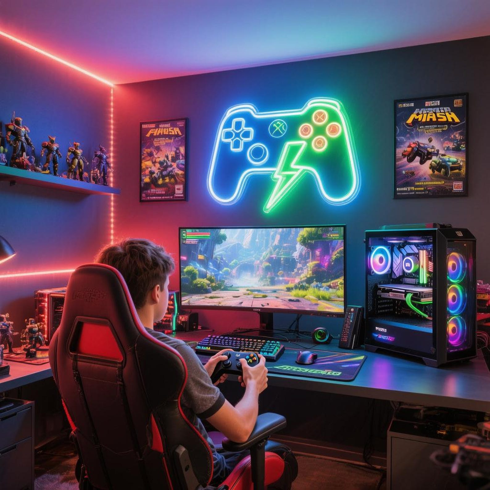 Custom Gaming Neon Sign | Personalized Gamer Logo LED Neon Light ...
