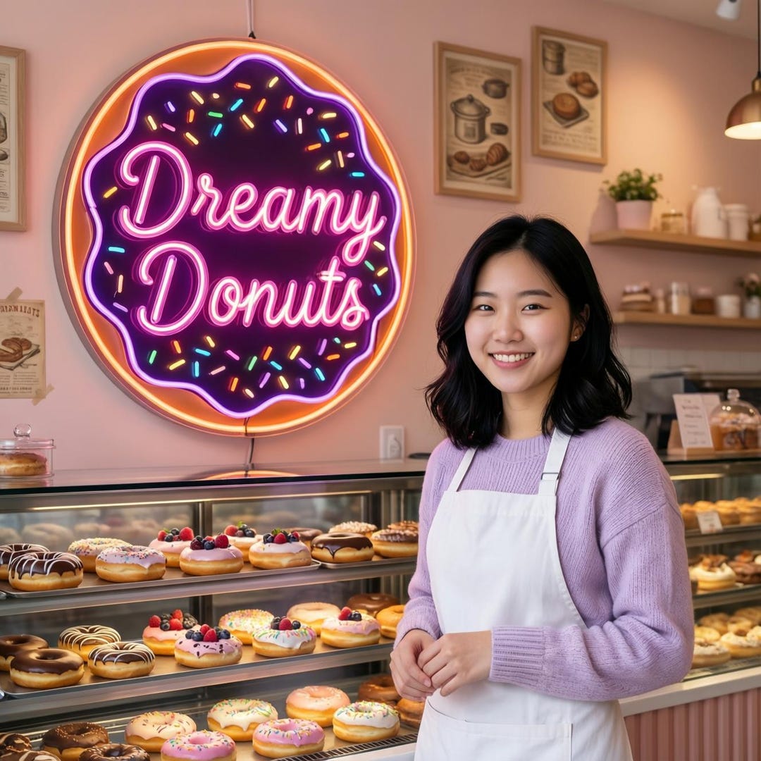 Personalized Donut Shop Name Neon Sign | Custom Shop Neon Logo Light ...