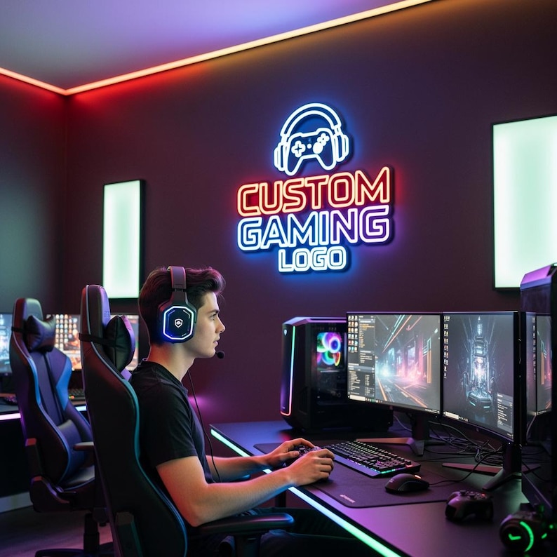 Customized Gaming Logo Neon Sign for Gaming Decor | Personalized LED ...