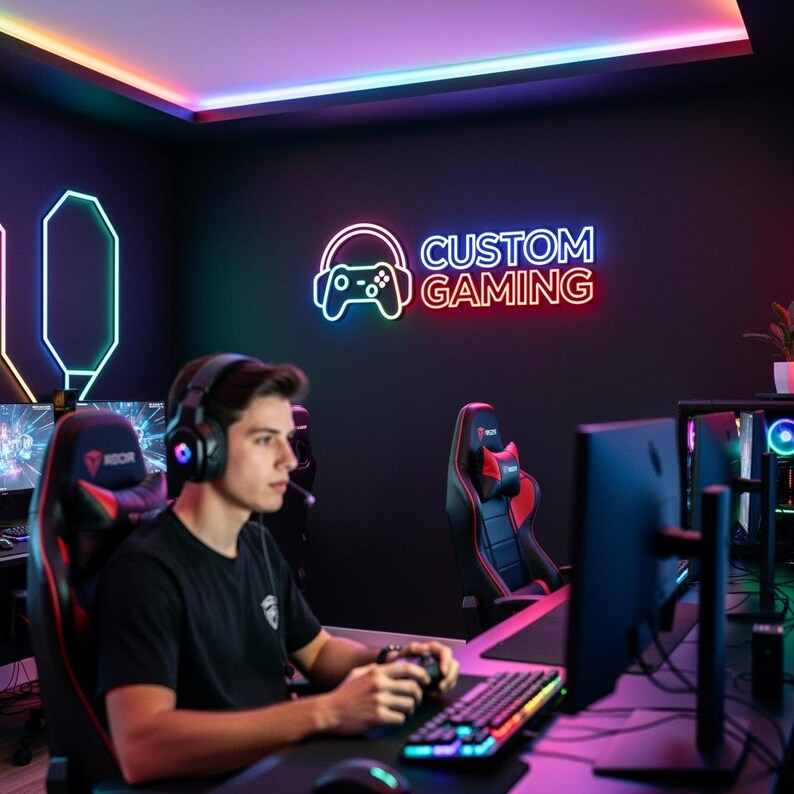Customized Gaming Logo Neon Sign for Gaming Decor | Personalized LED ...