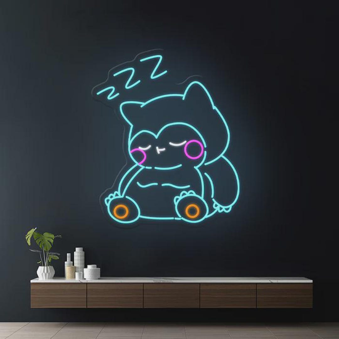Anime Character Snorlax Neon Sign | Led Neon Sign | Anime Neon Sign ...