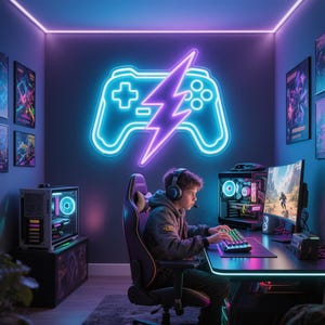 Custom Gaming Neon Sign | Personalized Gamer Logo LED Neon Light ...