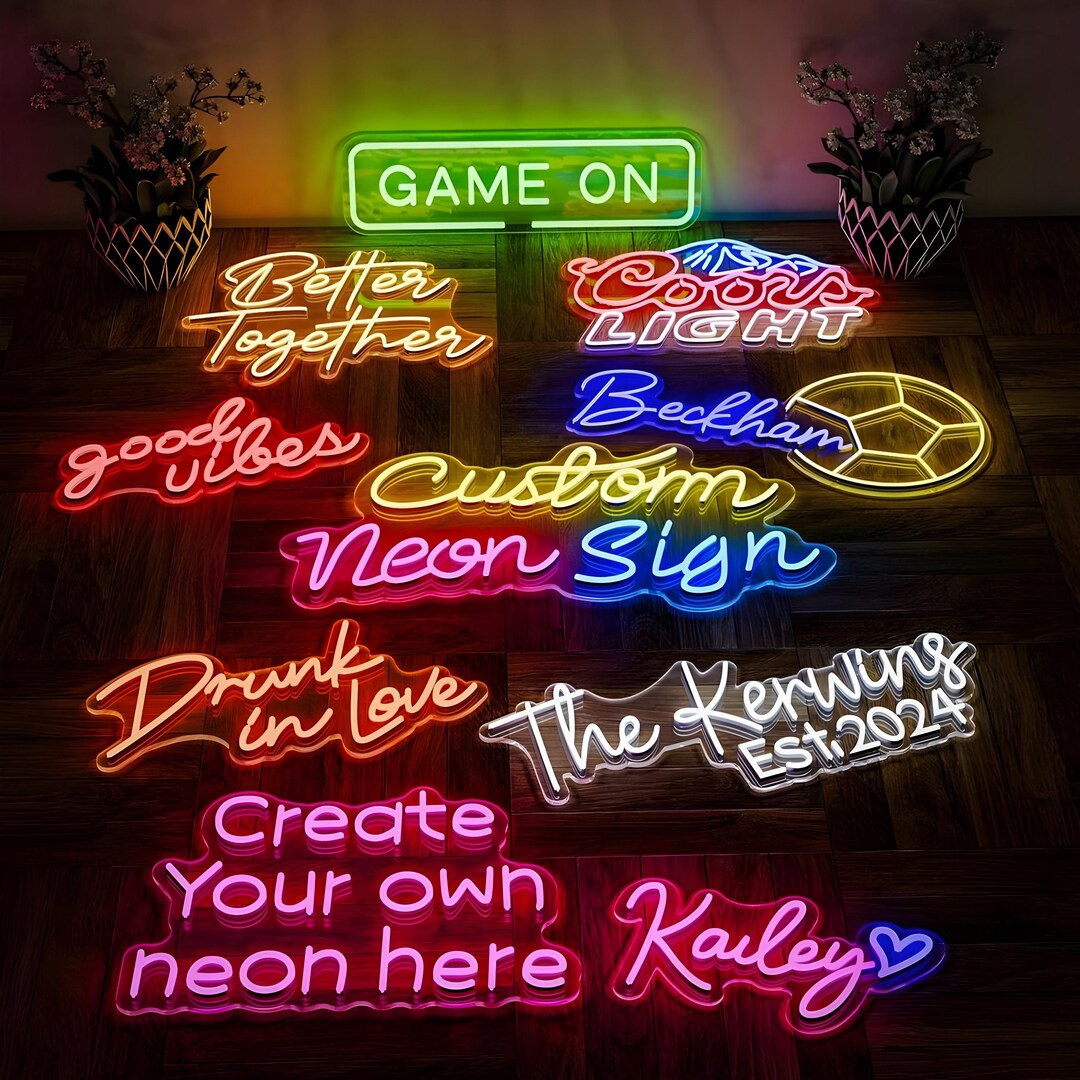 CUSTOM NAME Neon Sign Wall Art Decor | Neon Bar Sign | Business Neon ...