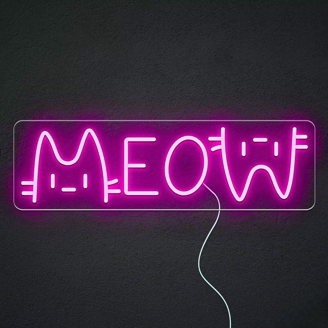 Meow Neon Sign Wall Art Decor | Neon Sign | Neon Light | Meow Neon Sign ...