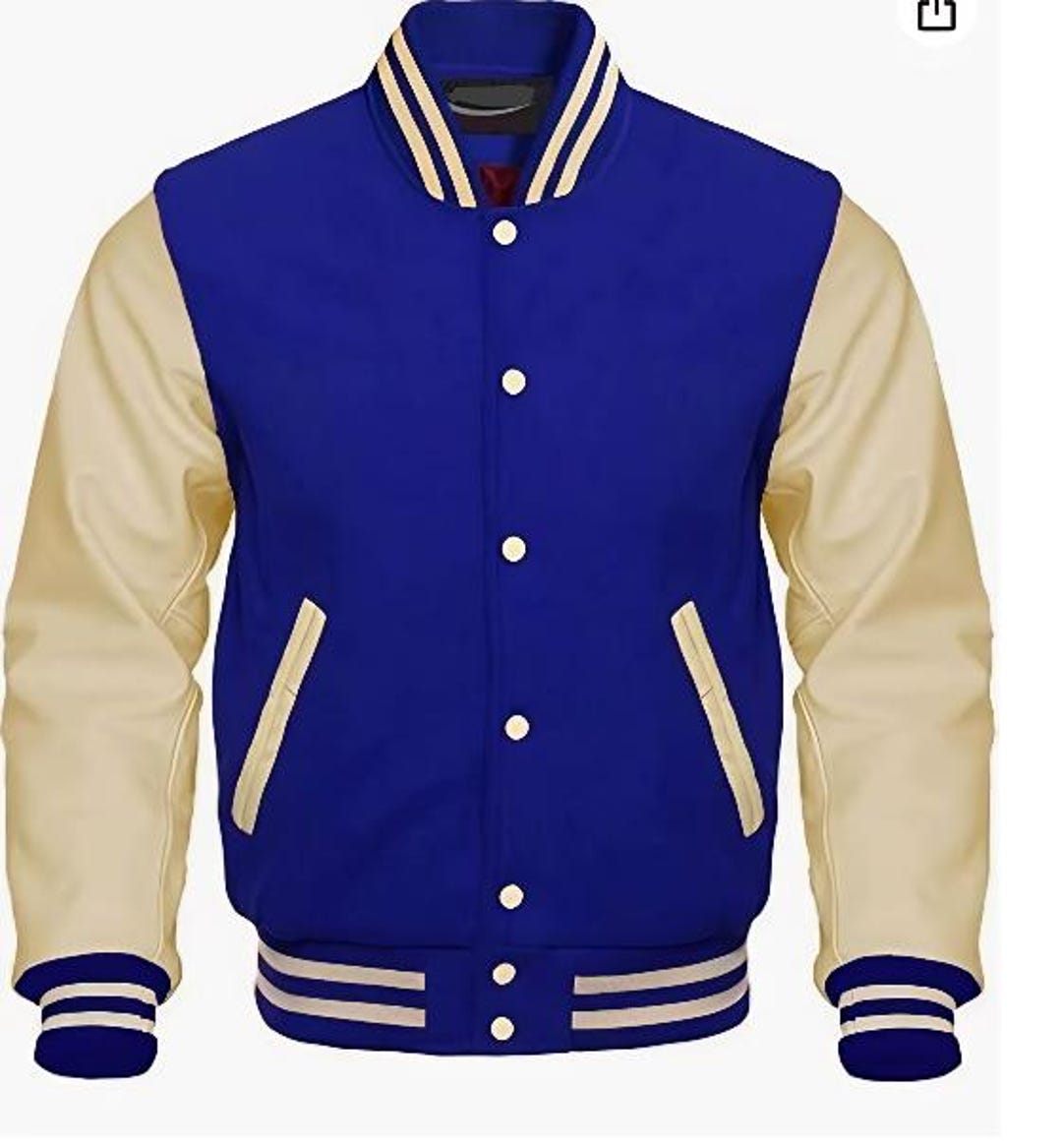 Men's Varsity Jacket Original Leather Sleeves and Wool Blend Letterman ...
