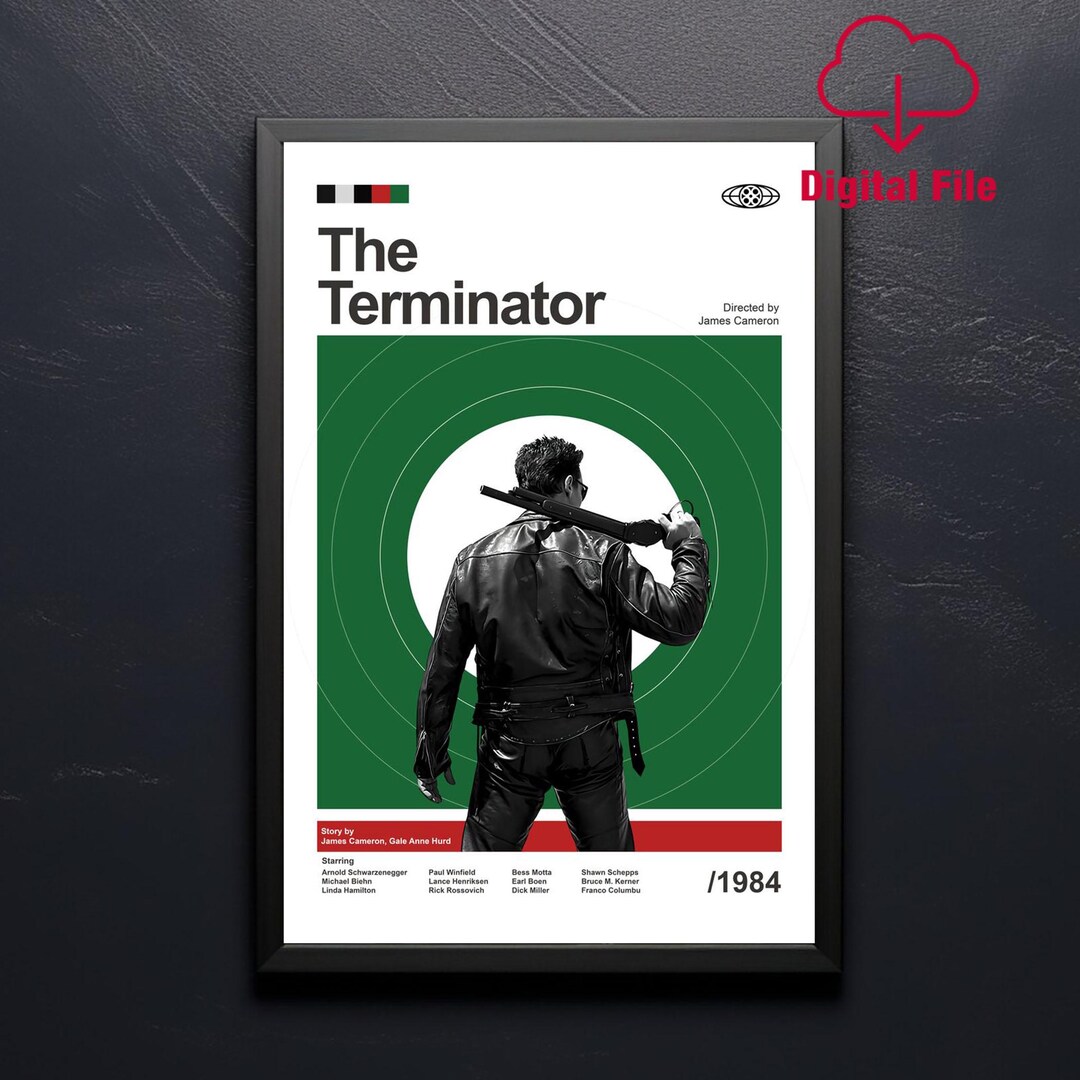 Mid Century Modern the Terminator Poster Digital Print, Custom Movie ...