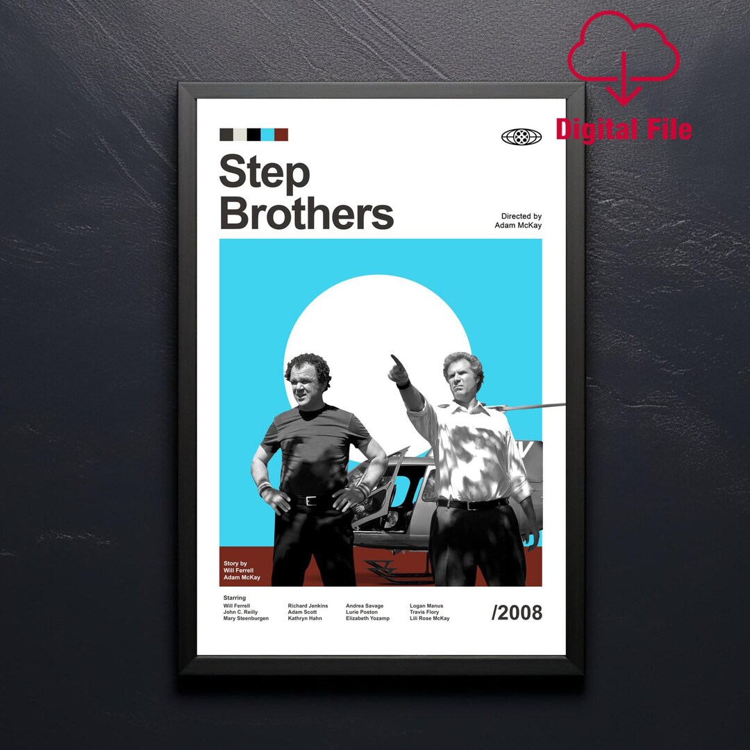 Mid Century Modern Step Brothers Poster Digital Print, Custom Movie ...