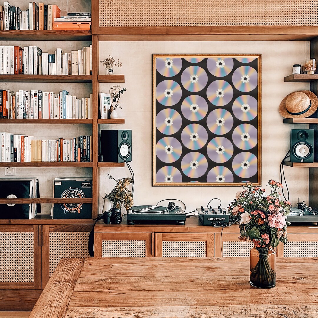 Y2K CD Collage, Cd Pattern Wall Art, Y2k Bar Cart Art, Trippy Wall Art ...