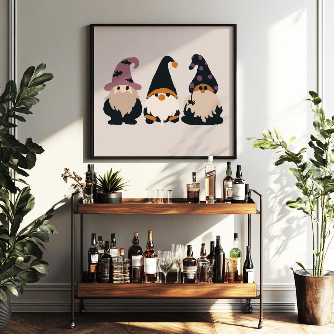 Gnome Wall Art, Halloween Gnome Digital Wallart, Halloween Gnomes ...