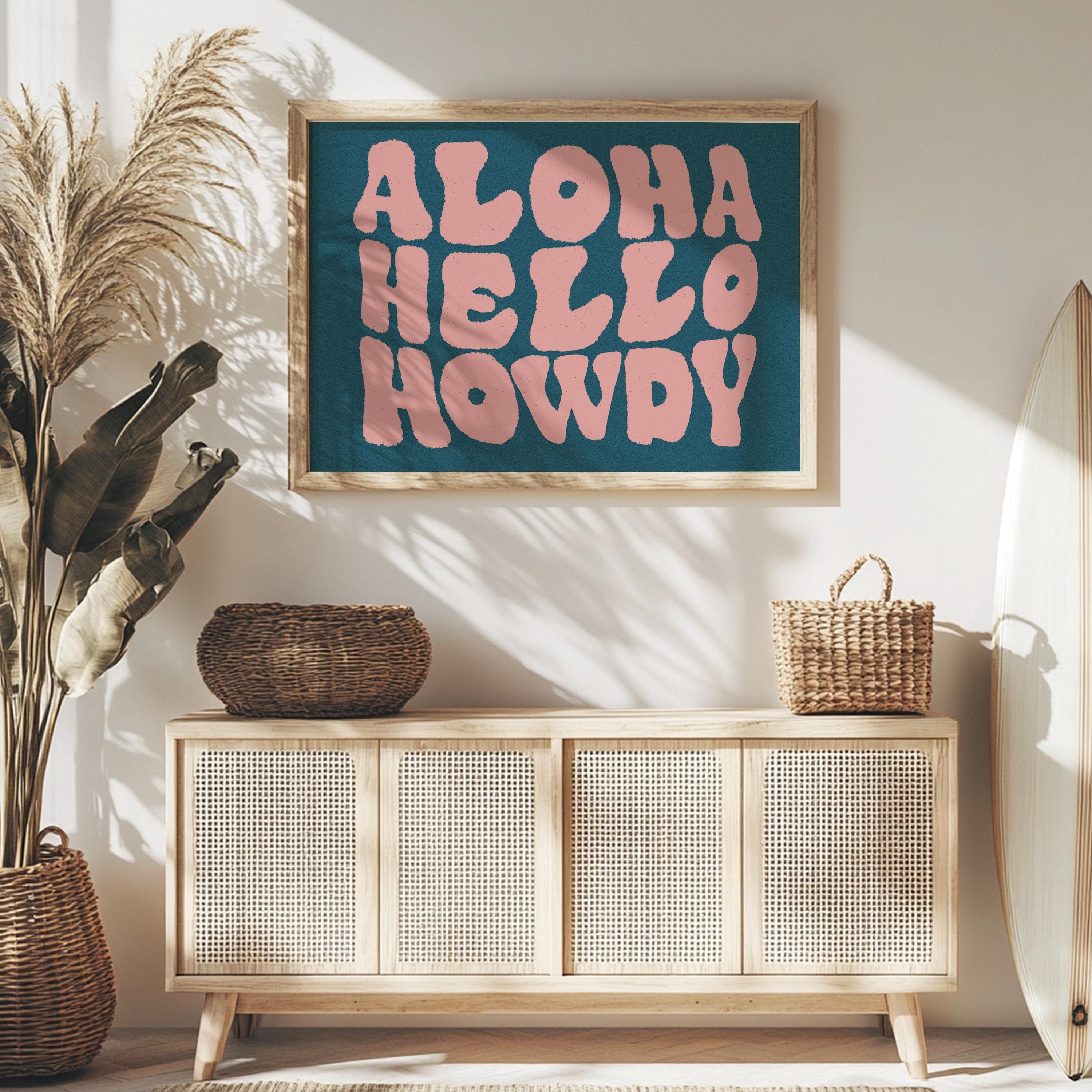 Aloha, Hello, Howdy Printable Wall Art, Digital Wallart, Hawaii Cowgirl ...
