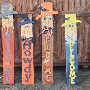 Scarecrow Porch Sign. Standing Porch Sign. Scarecrow Leaning Sign ...