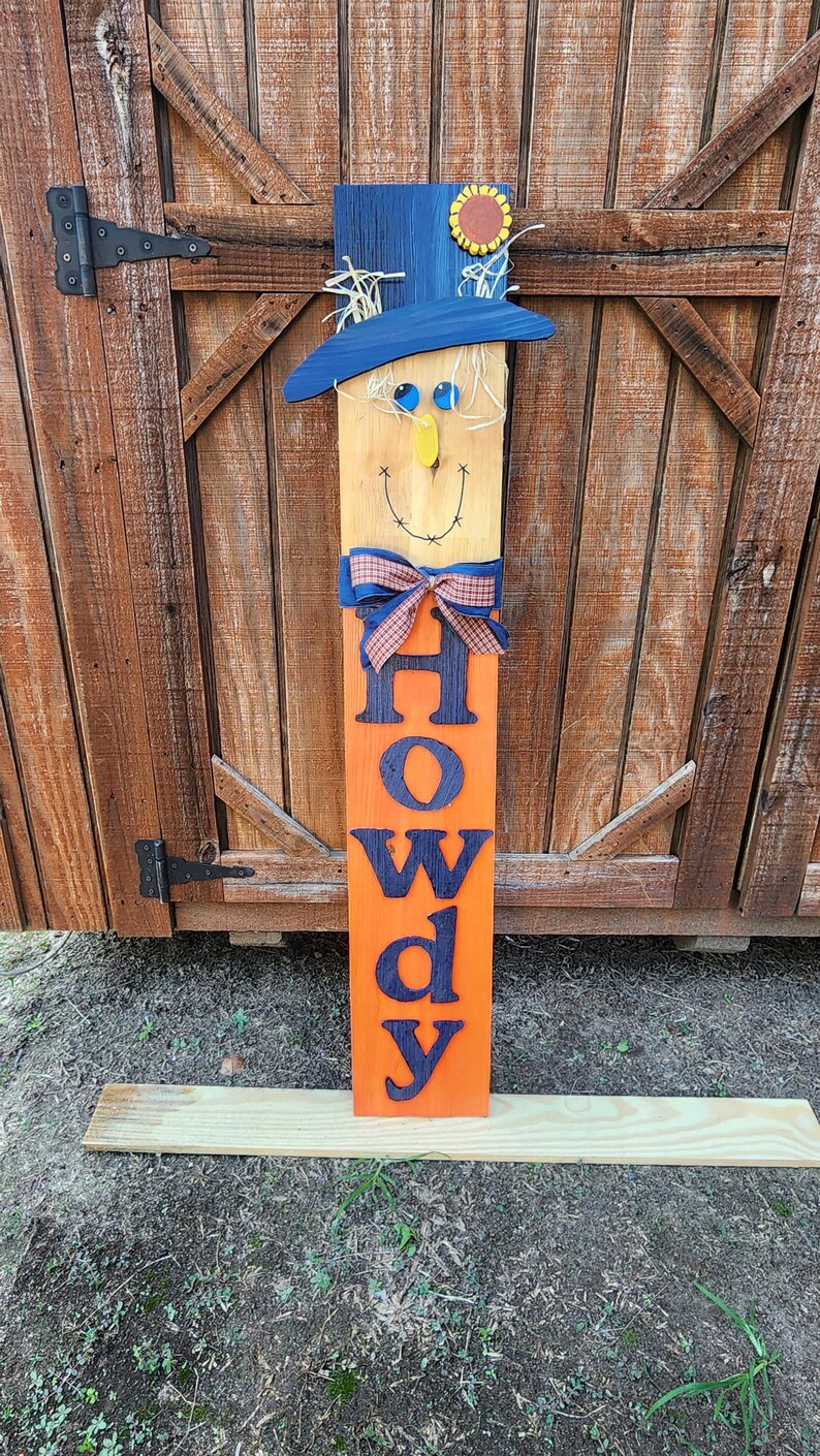 Scarecrow Porch Sign Fall Porch Sign Fall Decor Sign Howdy Welcome Sign ...