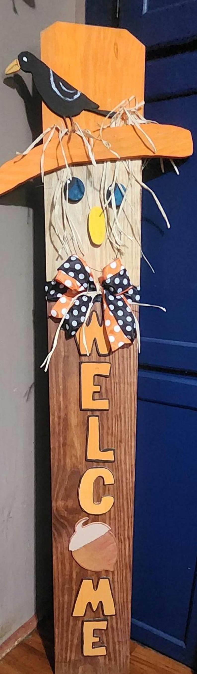 Scarecrow Porch Sign. Standing Porch Sign. Scarecrow Leaning Sign ...