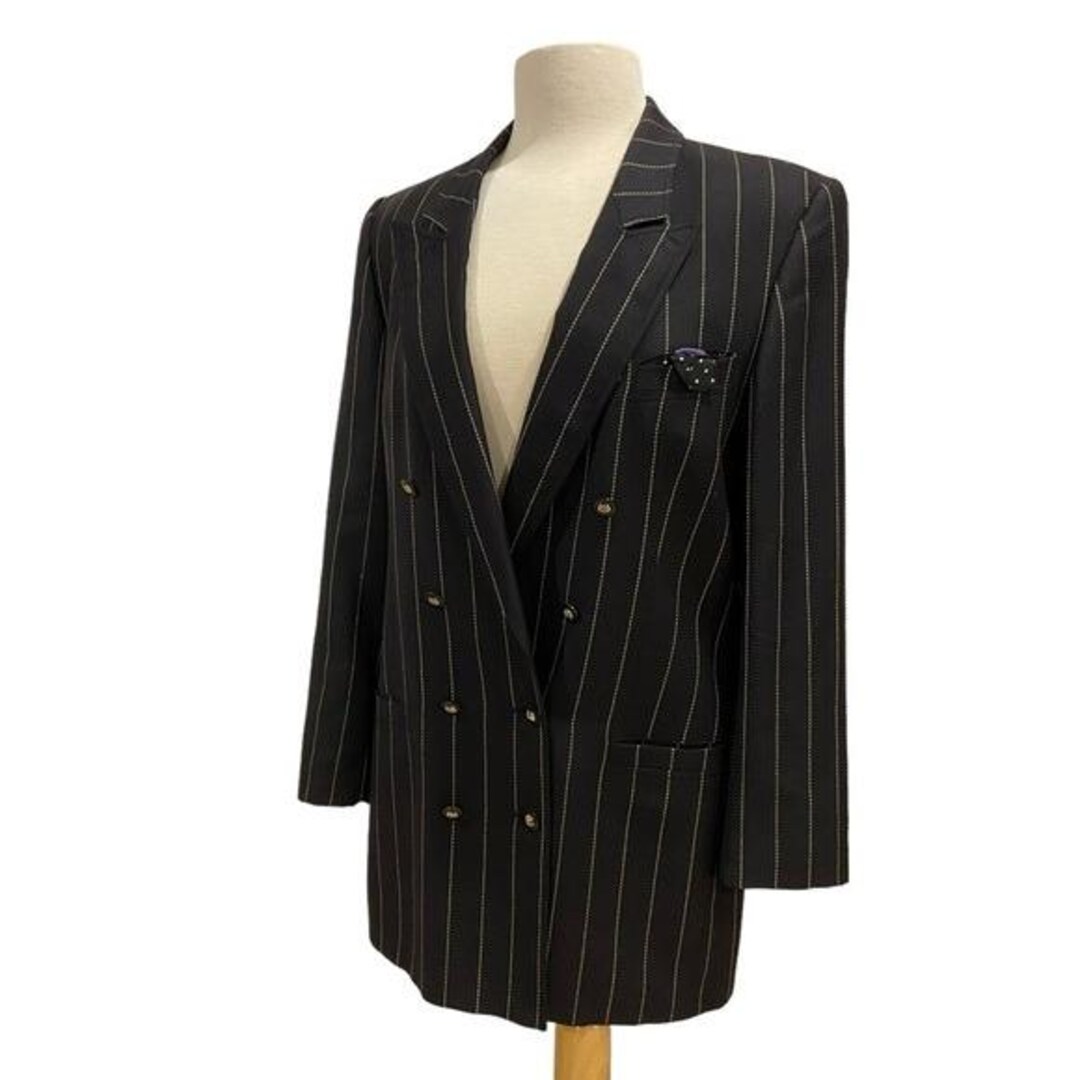 Vintage Basler Blazer Jacket Black Gold Stripes 100% Wool Double ...